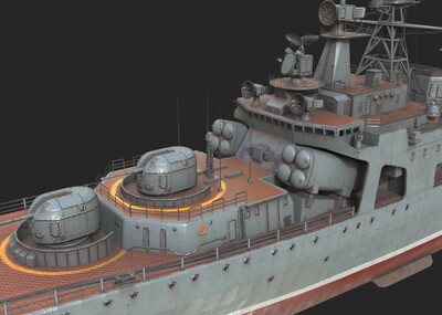 俄罗斯海军 1155型大型反潜舰模型-军舰模型库-Substance Painter(.spp/.sbsar)模型下载-cg模型网