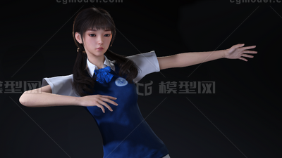 4K可爱漂亮JK女孩19个跳舞动画FBX+UE5舞台渲染工程模型-女人模型库-Unreal Engine模型下载-cg模型网