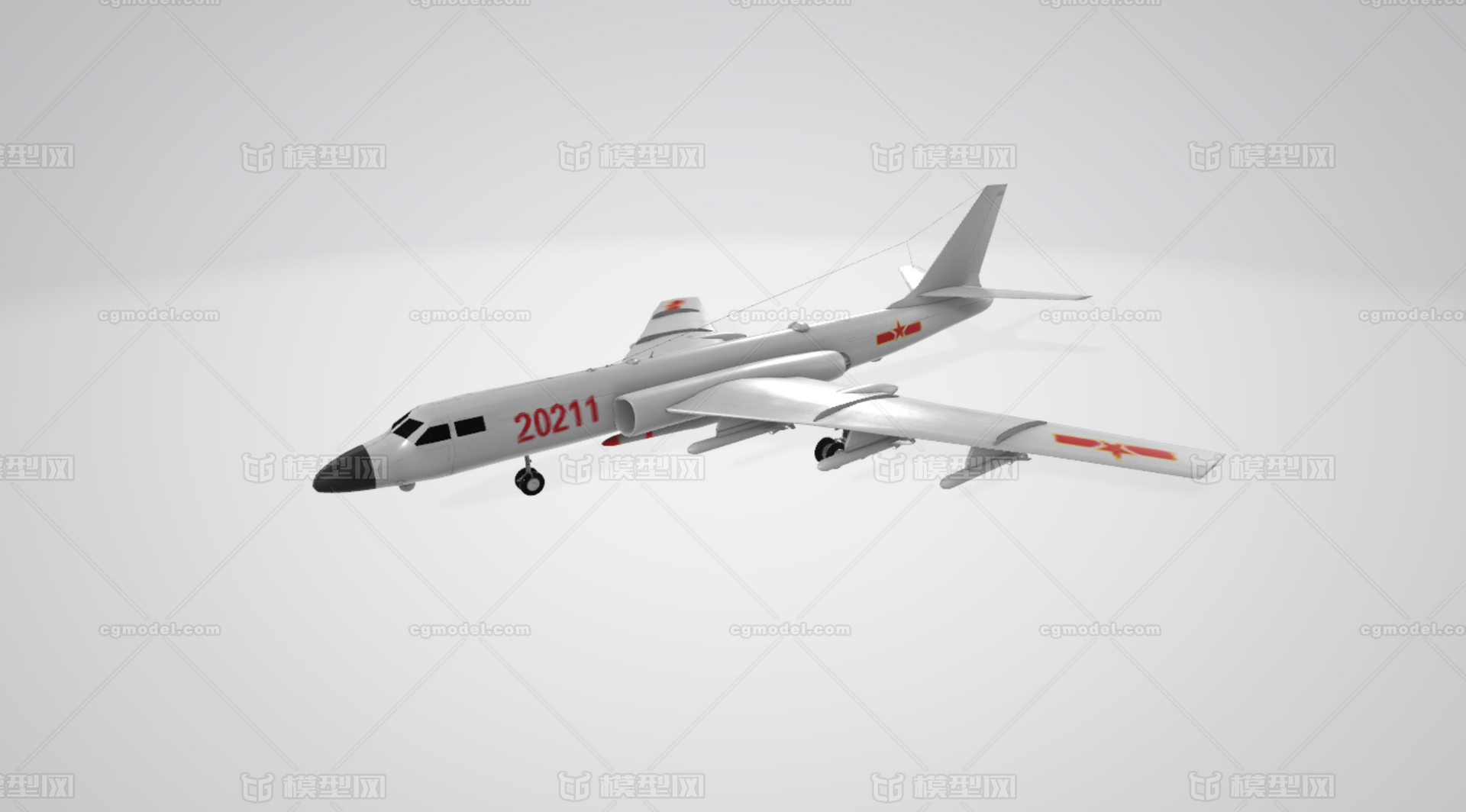 轰6K模型H6K模型C4D带贴图含内部驾驶舱模型-军用飞机模型库-Cinema 4D(.c4d)模型下载-cg模型网