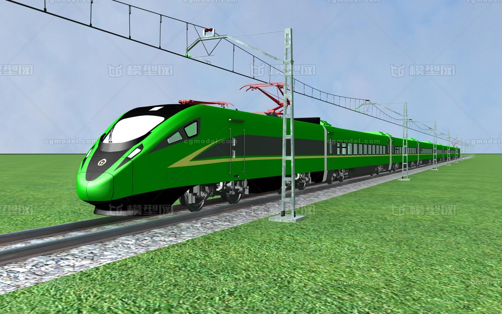 CR200J复兴号绿巨人动车模型模型-火车/轨道车模型库-3ds Max(.max)模型下载-cg模型网