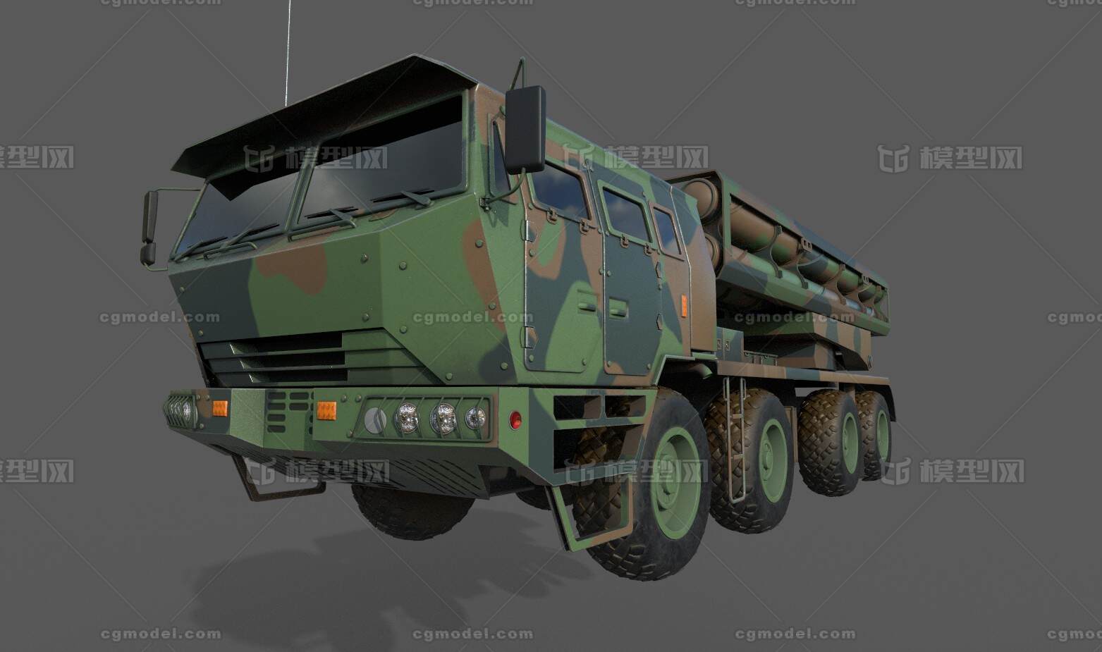 PHL-191型箱式远程火箭炮模型-装甲车／坦克模型库-OBJ(.obj/.mtl)模型下载-cg模型网