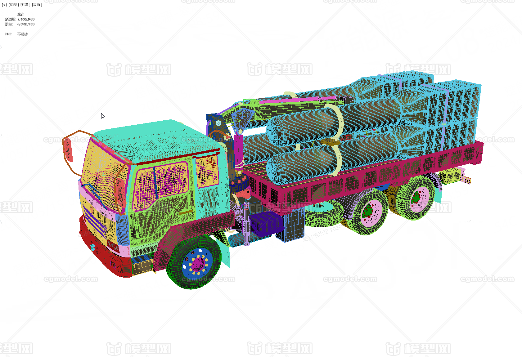 DF5B运输车 军用迷彩车模型-工程车模型库-3ds Max(.max)模型下载-cg模型网