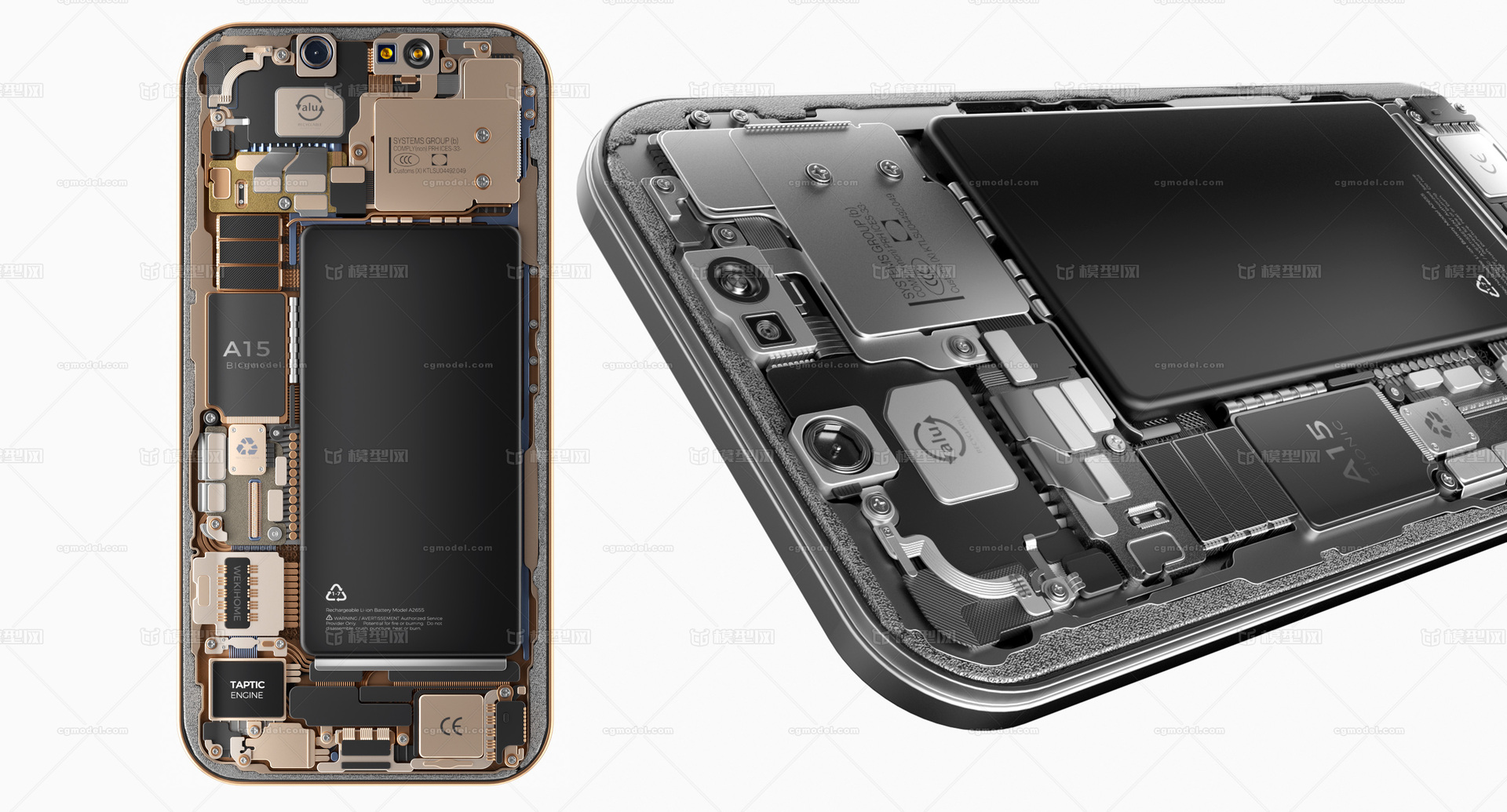 手机内部结构模型 手机拆分图模型-手机电话模型库-Cinema 4D(.c4d)模型下载-cg模型网