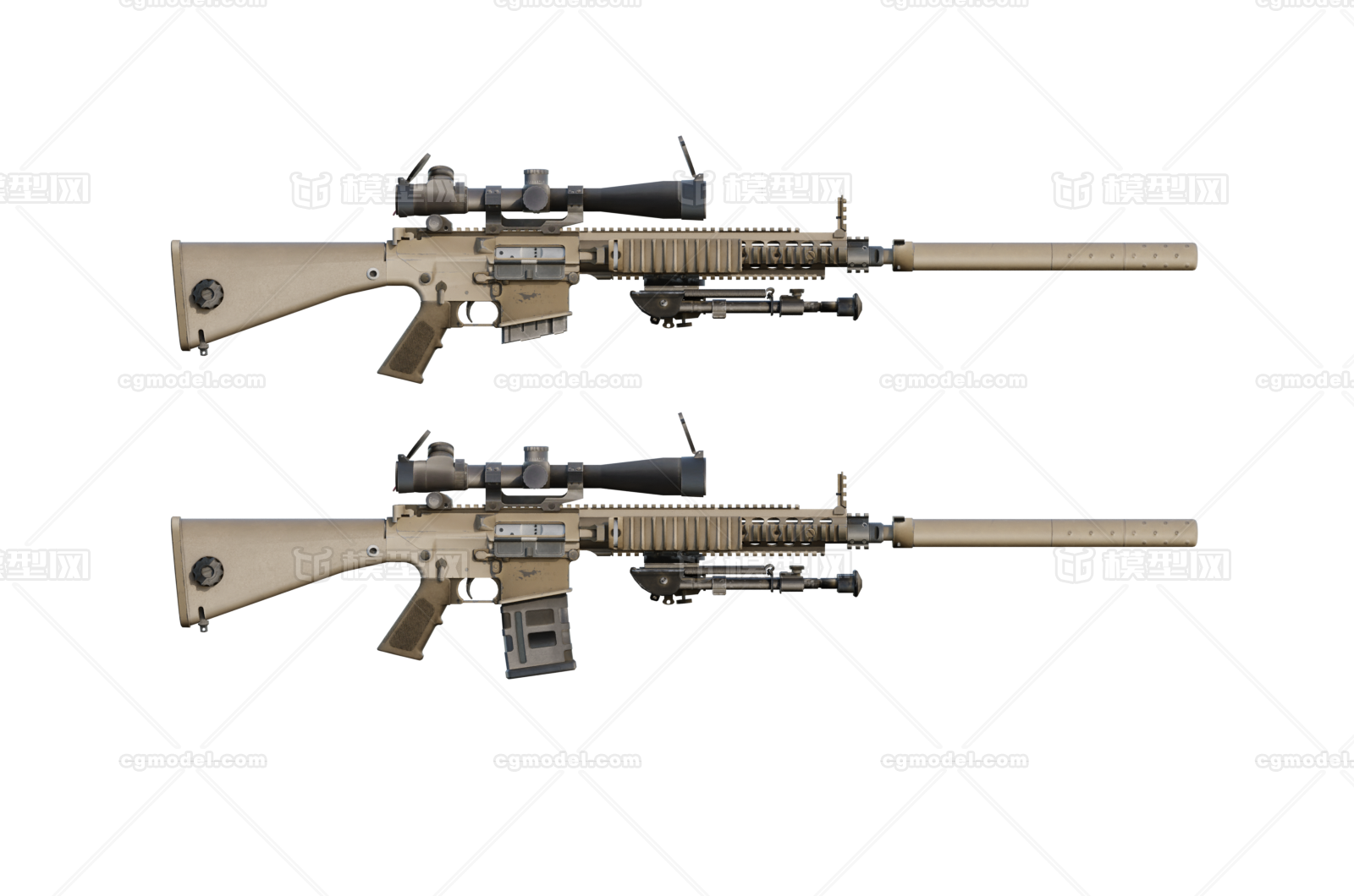 美国M110狙击步枪 M110半自动狙击手系统模型-枪械模型模型库-FBX(.fbx)模型下载-cg模型网