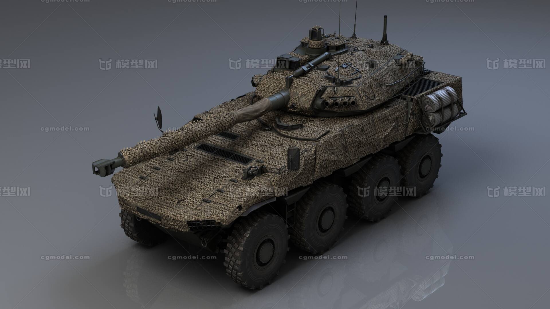 法国VEXTRA-105轮式突击炮（PBR)模型-装甲车／坦克模型库-3ds Max(.max)模型下载-cg模型网