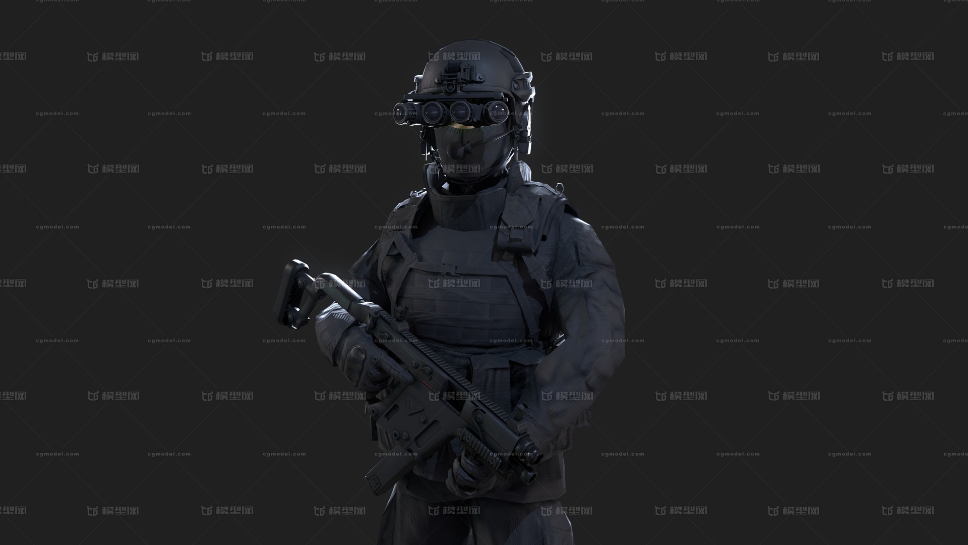 美国SWAT特种部队 武装特警模型-男人模型库-3ds Max(.max)模型下载-cg模型网