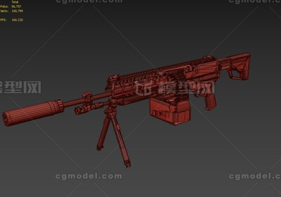 M250机枪 PBR次世代模型-枪械模型模型库-FBX(.fbx)模型下载-cg模型网