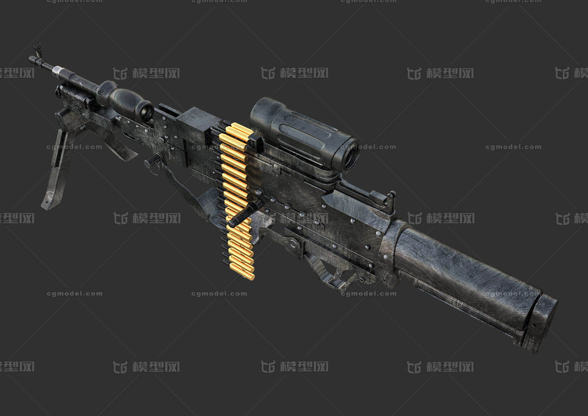 M250机枪 PBR次世代模型-枪械模型模型库-FBX(.fbx)模型下载-cg模型网