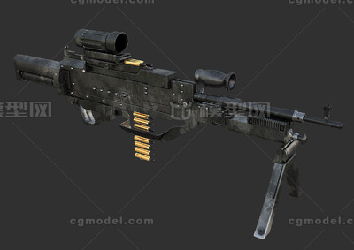 M250机枪 PBR次世代模型-枪械模型模型库-FBX(.fbx)模型下载-cg模型网