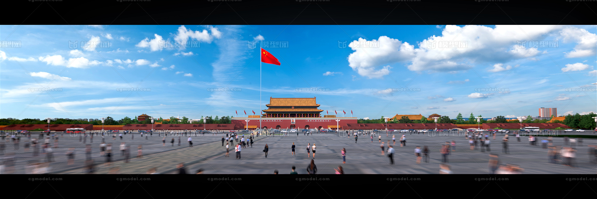 中国首都北京天安门广场故宫博物院金水桥 长安街天安门城楼华表模型-现代场景模型库-3ds Max(.max)模型下载-cg模型网