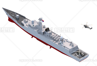 广州舰 052B导弹驱逐舰模型-军舰模型库-3ds Max(.max)模型下载-cg模型网