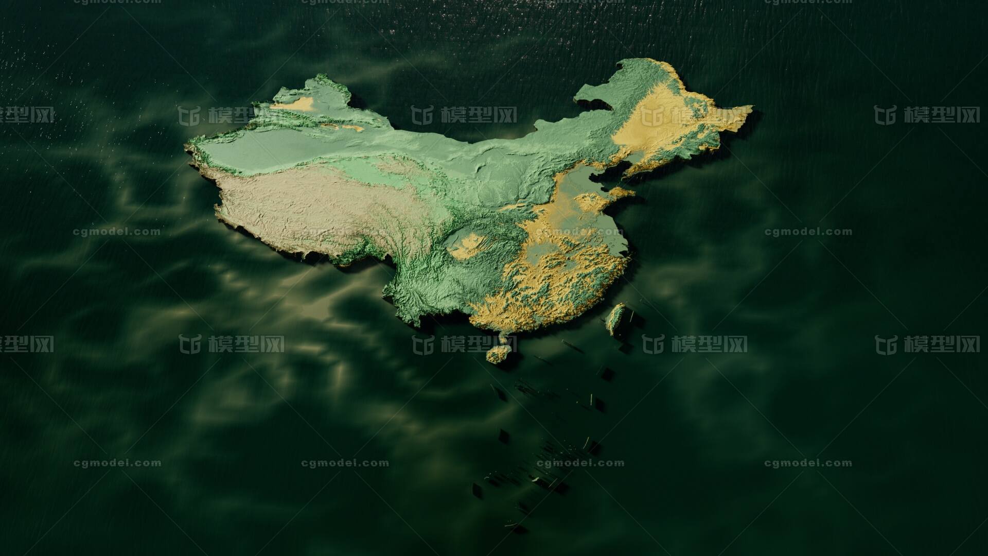 风格化写实高清中国地图模型-自然场景模型库-Cinema 4D(.c4d)模型下载-cg模型网