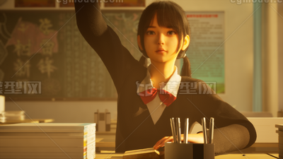 4K可爱JK女生+43个动画+UE5教室 面部捕捉渲染工程模型-女人模型库-Unreal Engine模型下载-cg模型网