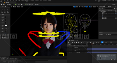 4K可爱JK女生+43个动画+UE5教室 面部捕捉渲染工程模型-女人模型库-Unreal Engine模型下载-cg模型网