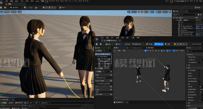 4K可爱JK女生+43个动画+UE5教室 面部捕捉渲染工程模型-女人模型库-Unreal Engine模型下载-cg模型网