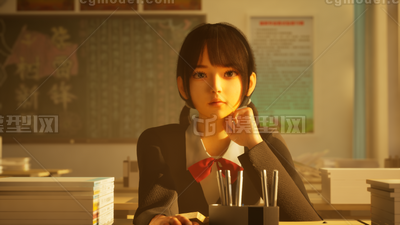 4K可爱JK女生+43个动画+UE5教室 面部捕捉渲染工程模型-女人模型库-Unreal Engine模型下载-cg模型网