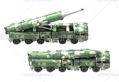 东风-21中程弹道导弹 DF-21模型-货运车模型库-3ds Max(.max)模型下载-cg模型网
