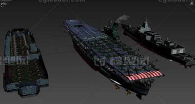 日本 Shinano 信浓号 航空母舰1944年模型-军舰模型库-3ds Max(.max)模型下载-cg模型网