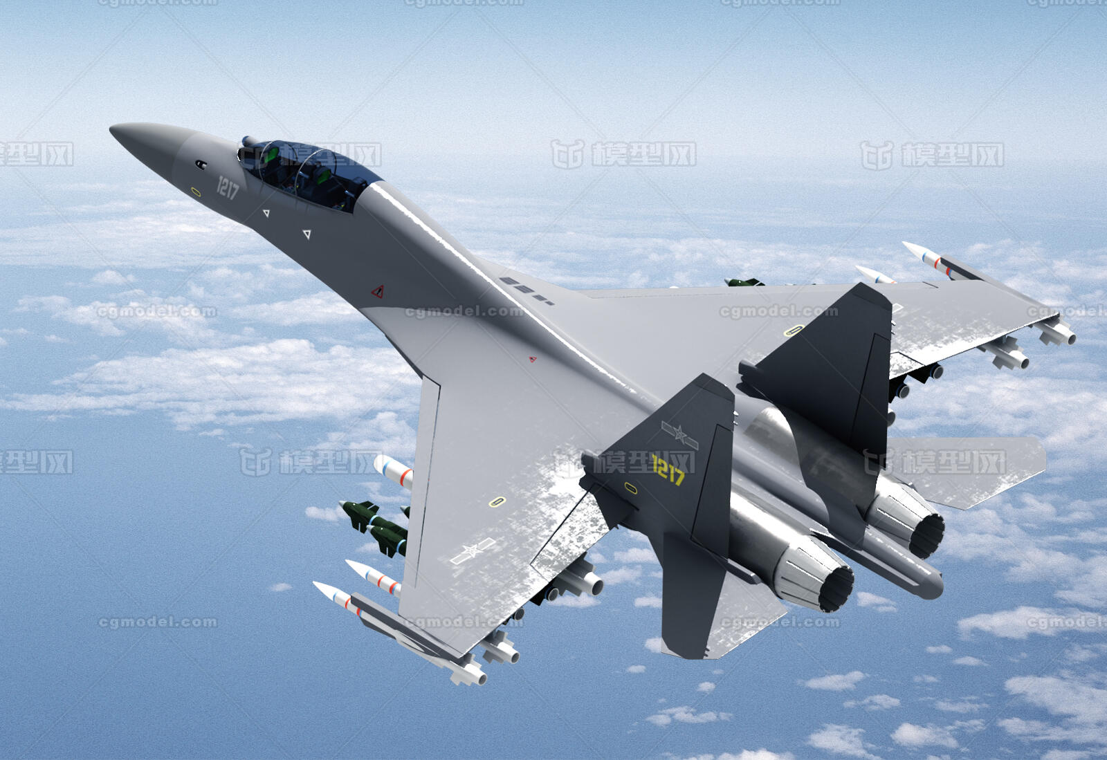 J16 歼16模型-军用飞机模型库-3ds Max(.max)模型下载-cg模型网