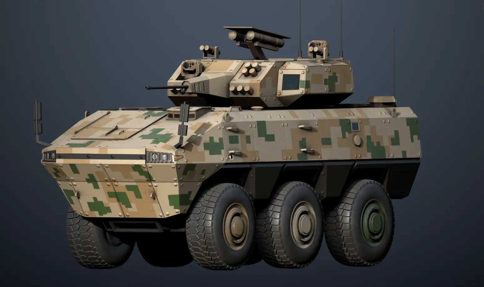 VN22 6X6 轮式装甲车模型 - 游戏/影视/动画 - 作品模型 - CG模型网