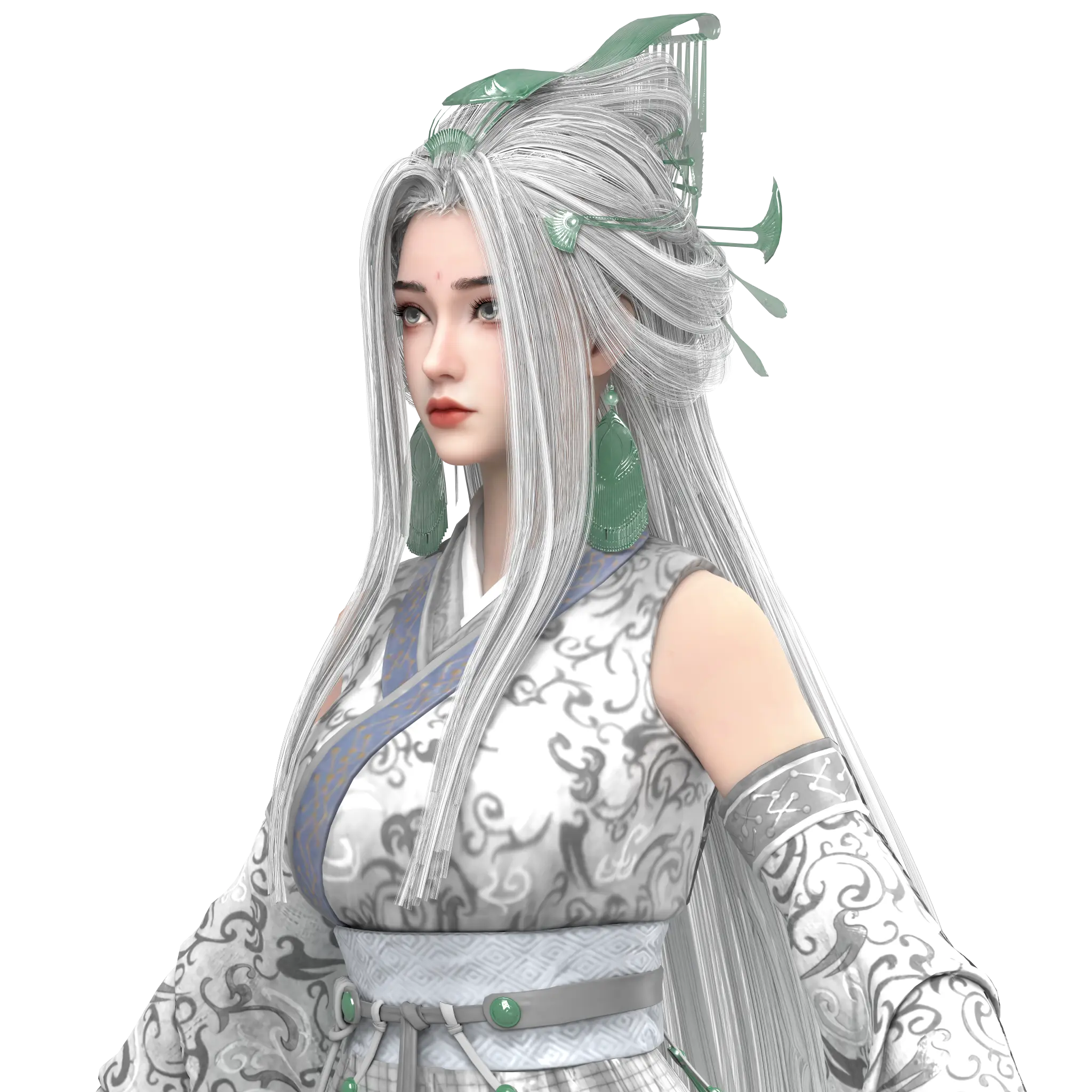 白衣美型仙侠女角色模型 - 角色/人物/生物 - 作品模型 - CG模型网