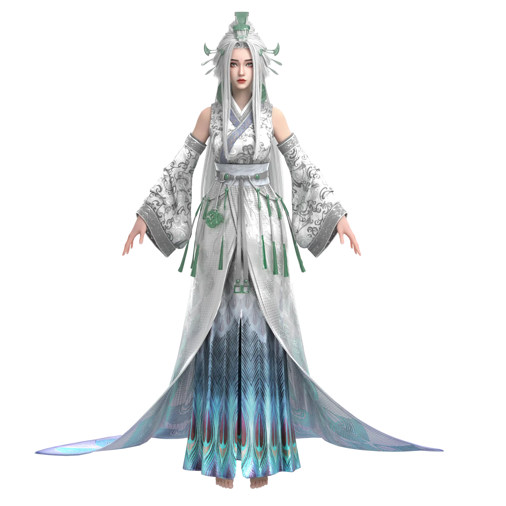 白衣美型仙侠女角色模型 - 角色/人物/生物 - 作品模型 - CG模型网